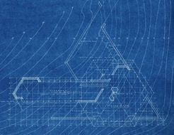 Wright, Frank Lloyd; Blueprint & Drawing (7), Lea House, 1949.