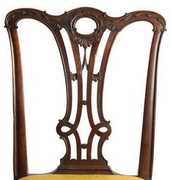 Furniture: Chair-Side; Chippendale, Affleck (Thomas), Mahogany, Shaped ...