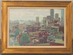 Kay, Reed; Oil on Canvas Painting, signed 1983, Boston Buildings I.