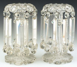 Lustre (2); Cut Glass, Diamond Pattern, 12 inch.