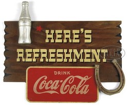 Coca-Cola; Sign, Kay Displays, Here's Refreshment & Horseshoe, Wood, 17 ...