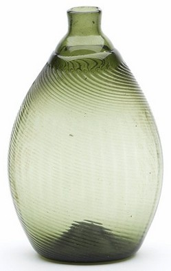 Flask; Pitkin Type, Pitkin Glass Works, 36 Ribs Swirled to Left, Green ...