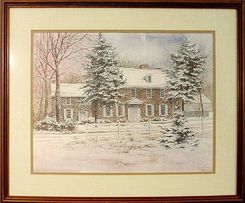 Bollinger, Richard; Print, signed, Pointed Stone Farmhouse in Snow, 21 ...