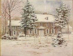 Bollinger, Richard; Print, signed, Pointed Stone Farmhouse in Snow, 21 ...