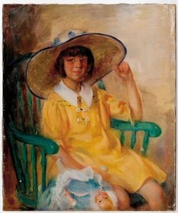 Adams, Wayman Elbridge; Oil on Canvas Painting, signed, Girl in Big Hat.
