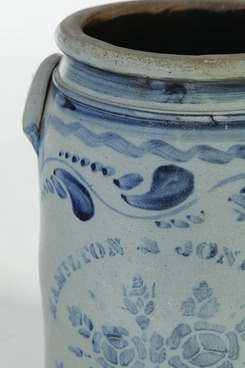 Stoneware; Hamilton & Jones, Crock, Cobalt Stenciled Rose Decoration ...