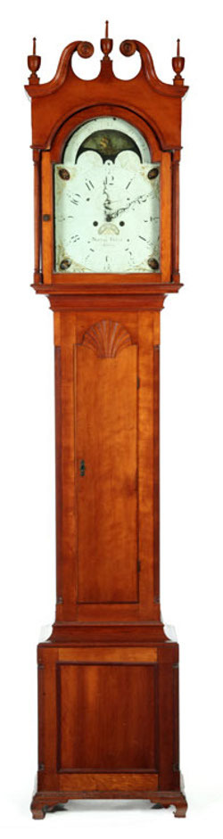 Tall Case Clock; Pennsylvania, Chippendale, Gulick (Nathan), Cherry & Pine, Broken Arch, 96 inch.