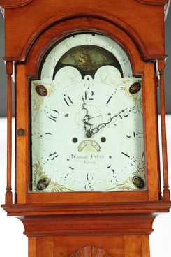 Tall Case Clock; Pennsylvania, Chippendale, Gulick (Nathan), Cherry & Pine, Broken Arch, 96 inch.