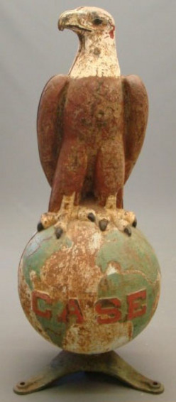 Advertising-Farm; Case Threshing Machine Co, Eagle on Globe, Cast Iron, 59 inch.