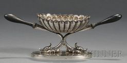 Brazier; Silver, Spanish Colonial, Oval, Reeded Body, Fruitwood Handles ...