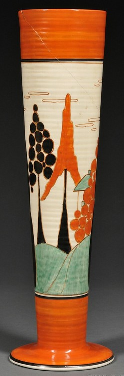 Clarice Cliff Pottery; Bizarre Ware, Trees & House (Alpine) Pattern ...