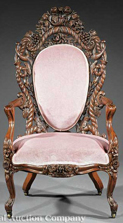 Furniture: Chair-Arm; Victorian, Rococo Revival, Belter (John Henry ...