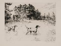 Rosseau, Percival Leonard; Etching & Drypoint, signed, Hunting Dogs ...
