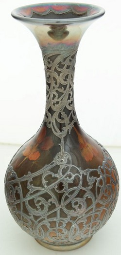 Rookwood Pottery; OCP, Standard Glaze, Vase, Floral, Silver Overlay, 10 ...