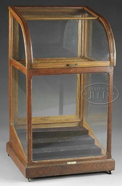 Display Case; Canes, Excelsior, Curved Glass, Oak, 27 inch.