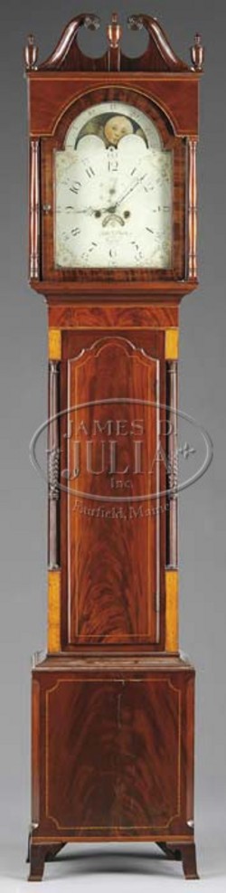 Tall Case Clock; Pennsylvania, Federal, Parry (John J), 8-Day, Mahogany, Swan Neck, 95 inch.