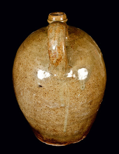 Stoneware; Edgefield, Rhodes (Collin)?, Jug, Ovoid, Alkaline Glaze ...
