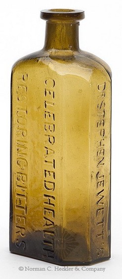 Bitters Bottle; Dr Stephen Jewetts, Celebrated Health Restoring, Rindge ...