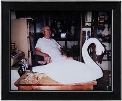 Decoy; White (Roy), Swan, Carved & Painted, signed.