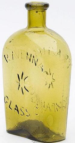 Flask; Travelers Companion, GXIV-003, Ravenna Glass Co, Yellow with ...