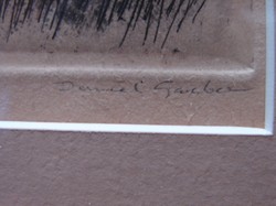 Garber, Daniel; Etching, signed, Backyards New Hope, 8 inch.