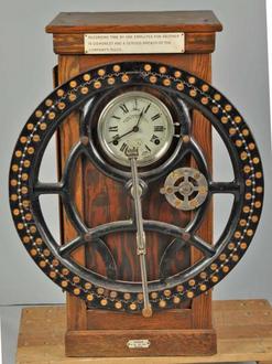 Time Clock; Dey Timer Register?, Punch-Type, Oak Case, 35 inch.