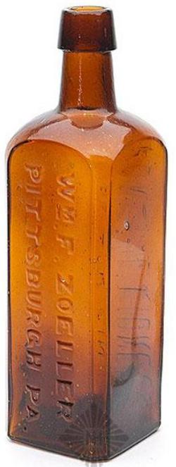 Medicine Bottle; Wm. Zoeller Pittsburgh. PA. Black Gin For The Kidneys ...