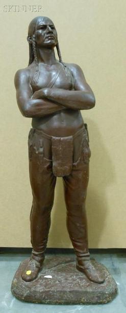 Plaster Sculpture; Dallin (Cyrus Edwin), inscribed, Standing Indian, 38 ...