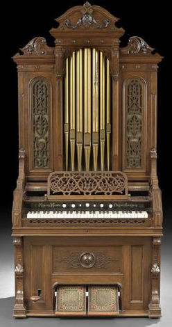 Pump Organ; Victorian, Renaissance Revival, Mason & Hamlin, Walnut ...