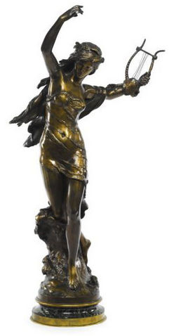 Bronze Sculpture; Moreau (Mathurin), signed 1904, Danseuse a La Lyre ...