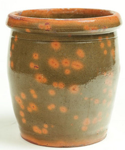 Redware; Gonic, Jar, Green Glaze, 9 inch.