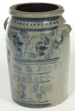 Stoneware; Hamilton & Jones, Crock, Cobalt Thistle & Floral Decoration ...