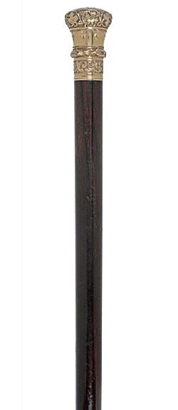 Cane; GAR Presentation, Button (Frank H), 1875, Yellow Gold Knob, Wood ...
