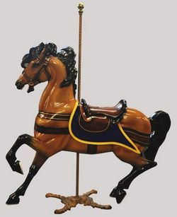 Carousel Horse; Mueller, Military, Fiberglass Replica.