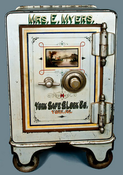 Safe; York Safe & Lock Co, Steel, Combination, Silver Paint, 26 inch.