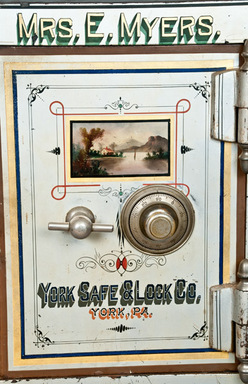 Safe; York Safe & Lock Co, Steel, Combination, Silver Paint, 26 inch.
