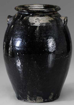 Stoneware; Donkel Pottery, Jar, Ovoid, Black Glaze, 13 inch.