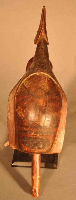 Ceremonial; Haida, Dance Rattle, Human & Raven Form, 12 inch.