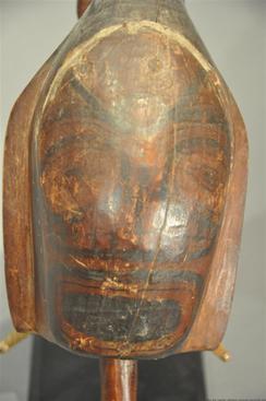 Ceremonial; Haida, Dance Rattle, Human & Raven Form, 12 inch.