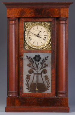 Shelf Clock; Mills & Co, Crane's Patent Month Clock, Model C1, Mahogany ...