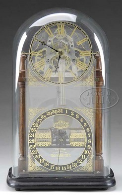 Calendar Clock; Ithaca, Skeleton, Welch 1870 Movement, Rosewood, Glass ...