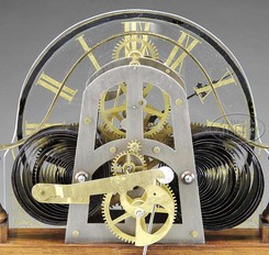 Calendar Clock; Ithaca, Skeleton, Welch 1870 Movement, Rosewood, Glass ...