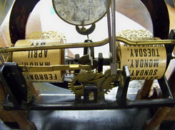 Calendar Clock; Ithaca, Skeleton, Welch 1870 Movement, Rosewood, Glass ...