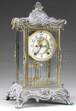 Mantel Clock; Ansonia, Zenith, Crystal Regulator, Brass & Glass, 8 Day ...