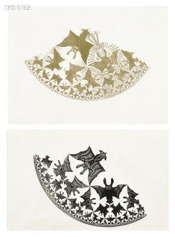 Escher, Maurits Cornelis; Woodcut (2), monogrammed 1960, The Two Blocks ...