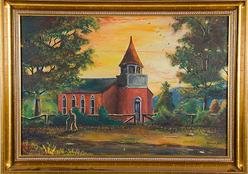 Hull, Forrest; Oil on Board Painting, signed, Virginia's Chapel.