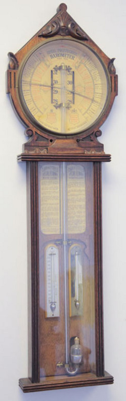 Barometer; Admiral Fitzroy, Royal Polytechnic, Oak Case, 40 inch.