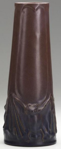 Van Briggle Pottery; Vase, Bats, Persian Rose Glaze, 11 inch.