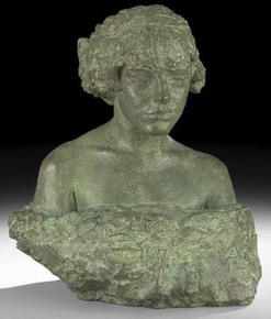 Bronze Sculpture; Epstein (Sir Jacob), Bust of a Girl, 22 inch.