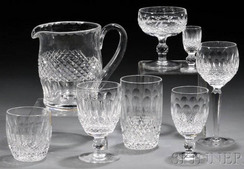 Waterford Crystal; Stemware & Pitcher, Colleen Pattern, Faceted Knob ...
